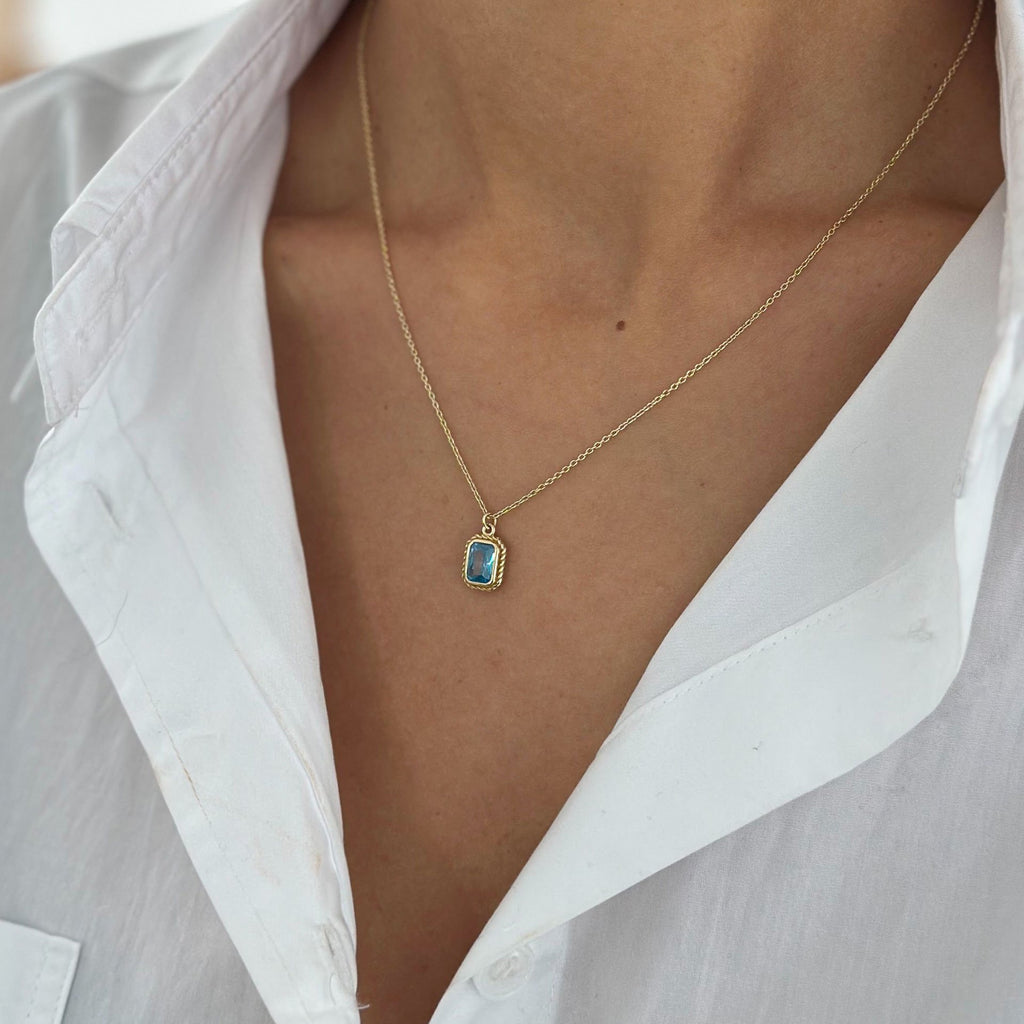 Anatolian Secret Aquamarin 14 Ayar Altın Kolye – Zeyd Jewelry